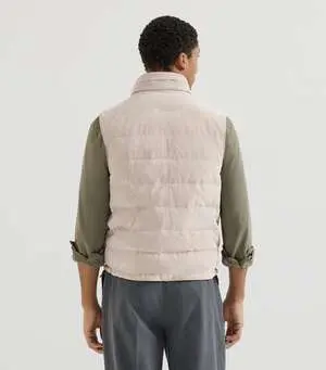 Brunello Cucinelli Suede Quilted Down Gilet - Brown
