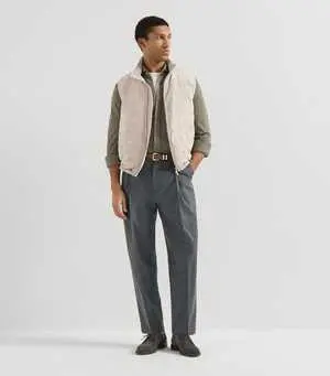 Brunello Cucinelli Suede Quilted Down Gilet - Brown