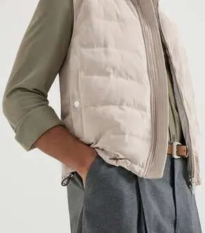 Brunello Cucinelli Suede Quilted Down Gilet - Brown