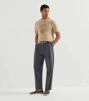 Brunello Cucinelli Virgin Wool-cotton-silk Pleated Trousers