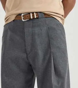 Brunello Cucinelli Virgin Wool-cotton-silk Pleated Trousers