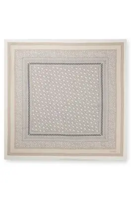 BOSS Monogram Scarf In Silk Twill - Light Beige