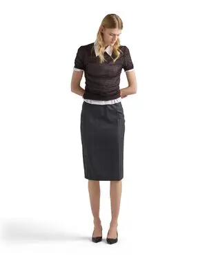 Prada Checked Wool Midi-skirt