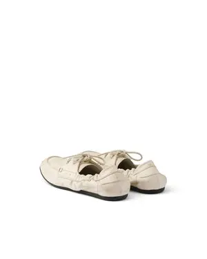 Prada Leather Boat Shoes - Neutral