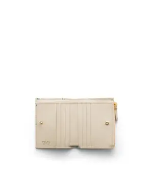 Prada Small Printed Saffiano Leather Wallet - Neutral