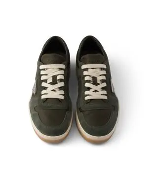 Prada Downtown Re-nylon And Suede Sneakers - Green