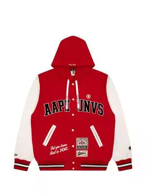 AAPE BY *A BATHING APE Moonface Hooded Baseball Jacket - Black