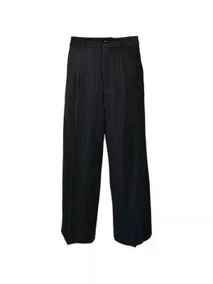 BREATH Tuck Wide Pinstripe Pleated Trousers - Blue
