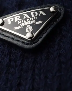 Prada Wool And Cashmere Gloves - Navy