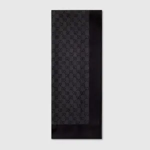 Gucci Printed Silk Chiffon Stole, Black Black