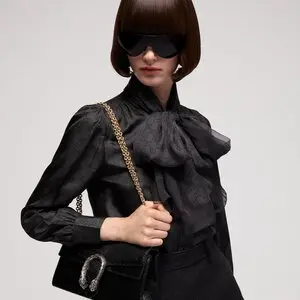 Gucci Printed Silk Chiffon Stole - Black