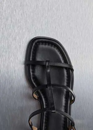 ME+EM Caged Flat Sandal - Black