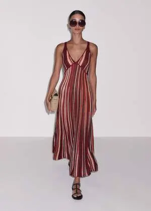 ME+EM Metallic Textured Stripe Knit Maxi Dress
