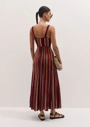 ME+EM Metallic Textured Stripe Knit Maxi Dress