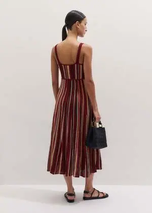 ME+EM Metallic Textured Stripe Knit Maxi Dress