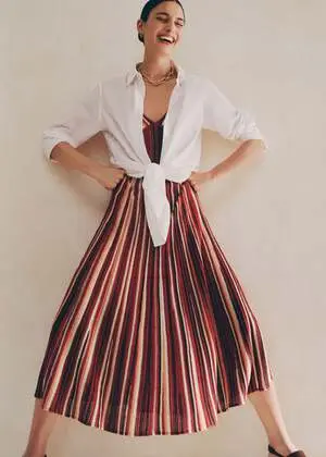 ME+EM Metallic Textured Stripe Knit Maxi Dress