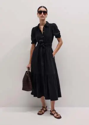 ME+EM Cheesecloth Midi Shirt Dress With Belt