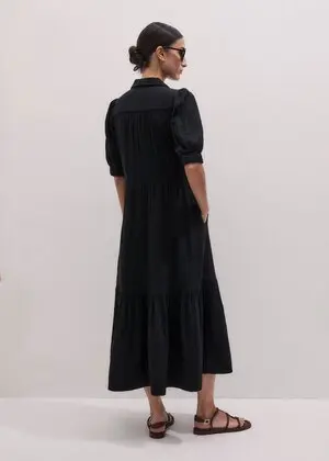 ME+EM Cheesecloth Midi Shirt Dress With Belt
