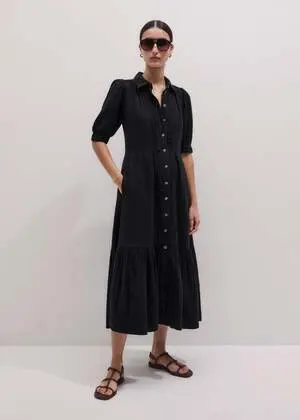 ME+EM Cheesecloth Midi Shirt Dress With Belt