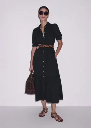 ME+EM Cheesecloth Midi Shirt Dress With Belt