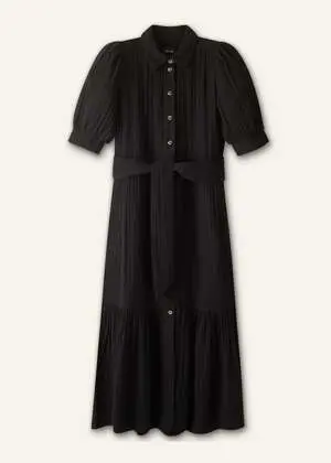 ME+EM Cheesecloth Midi Shirt Dress With Belt