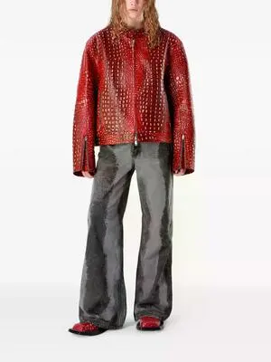 Camper Zipped Leather Jacket - Red