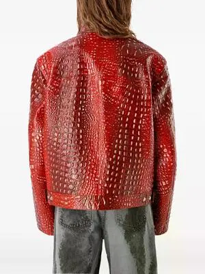 Camper Zipped Leather Jacket - Red