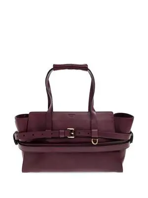 Moschino Buckle-detail Leather Tote Bag - Red