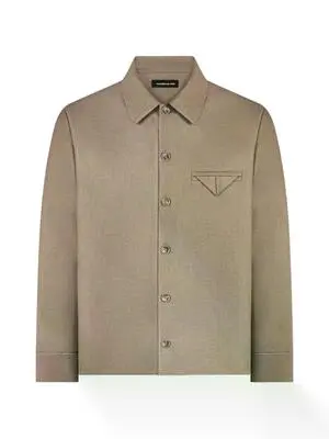 Manière De Voir Leo Hatched Tailored Long Sleeve Overshirt - Green