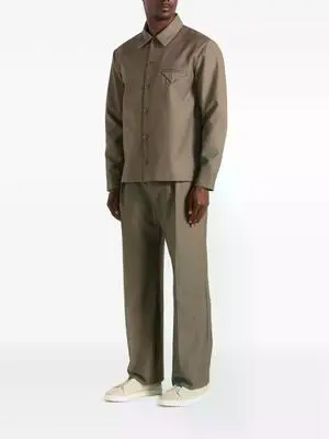 Manière De Voir Leo Hatched Tailored Long Sleeve Overshirt - Green