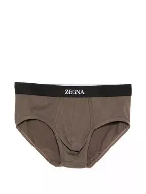 Zegna Logo-waistband Briefs - Brown
