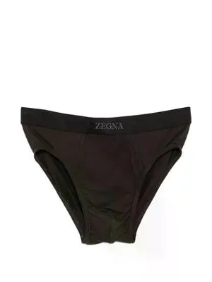 Zegna Logo-waistband Briefs - Brown
