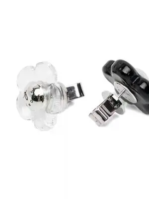 AGNES B. Flower Stud Earrings - Black