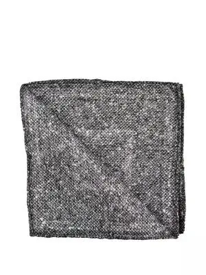 Brunello Cucinelli Marl-effect Border-print Handkerchief - Grey