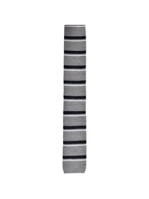 Brunello Cucinelli Striped Knitted Tie - Grey