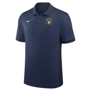 Nike Milwaukee Brewers Authentic Collection Striped Victory Dri-fit Mlb Polo - Blue