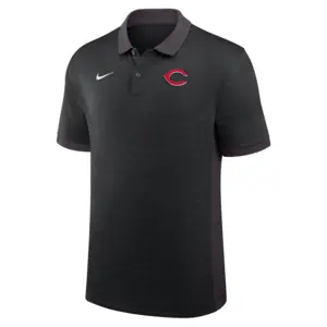 Nike Cincinnati Reds Authentic Collection Striped Victory Dri-fit Mlb Polo - Black