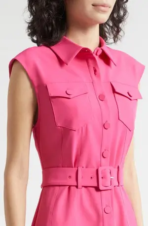 Cinq À Sept Doreen Belted Shirtdress - Beetroot Purple