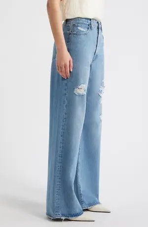 FRAME Loose Ripped Wide Leg Jeans - Sundrop