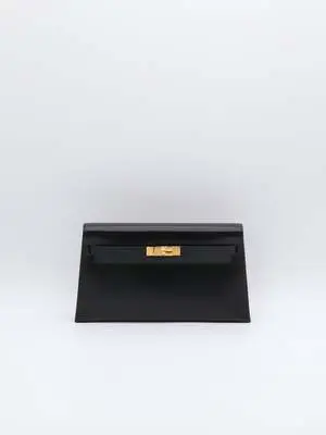 Hermès Kelly Elan Box Gold Hardware Black