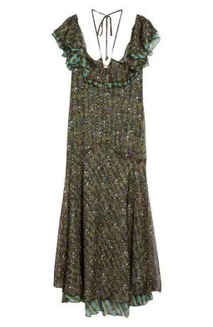 SIEDRES Caenes Ruffle Chiffon Midi Dress