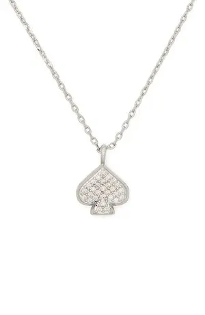Kate Spade New York Pave Crystal Spade Pendant Necklace - Clear/silver.