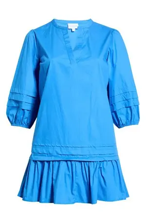 SUGARLIPS Velma Ruffle Cotton Shift Dress - Cobalt