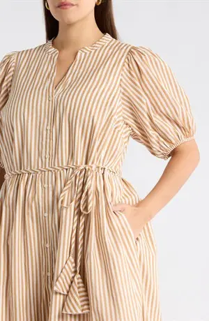 SUGARLIPS Cotton Button-up Midi Shirt Dress