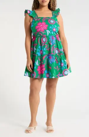SUGARLIPS Floral Ruffle Tiered Cotton Mini Sundress - Cabina
