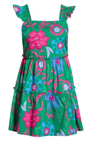 SUGARLIPS Floral Ruffle Tiered Cotton Mini Sundress - Cabina