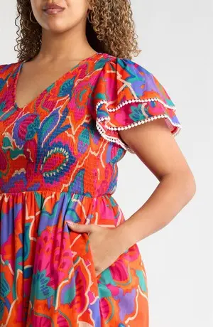 SUGARLIPS Floral Tiered Midi Dress