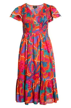 SUGARLIPS Floral Tiered Midi Dress