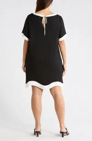 SUGARLIPS Gizelle Scallop Shift Minidress - Black
