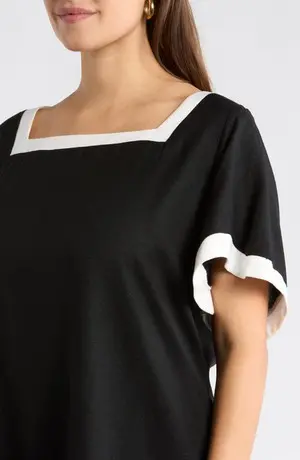 SUGARLIPS Gizelle Scallop Shift Minidress - Black